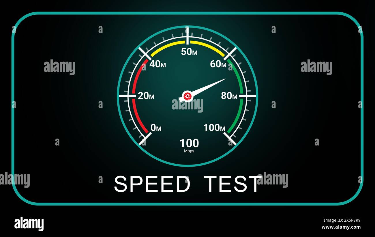 Speed test screen with illustration of speedometer Stock Photo - Alamy