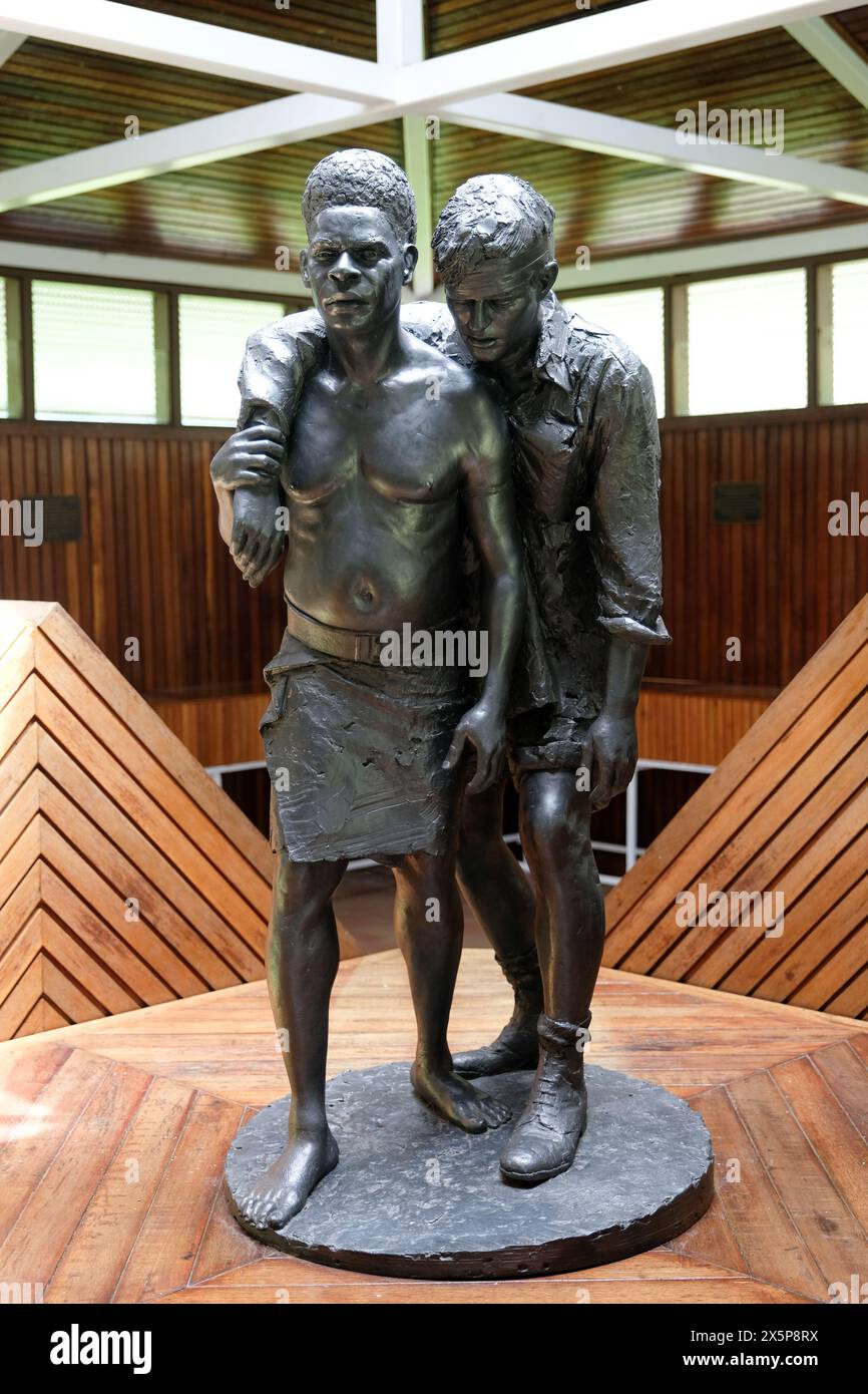 Statue of a Fuzzy Wuzzy Angel helping a wounded Australian soldier ...