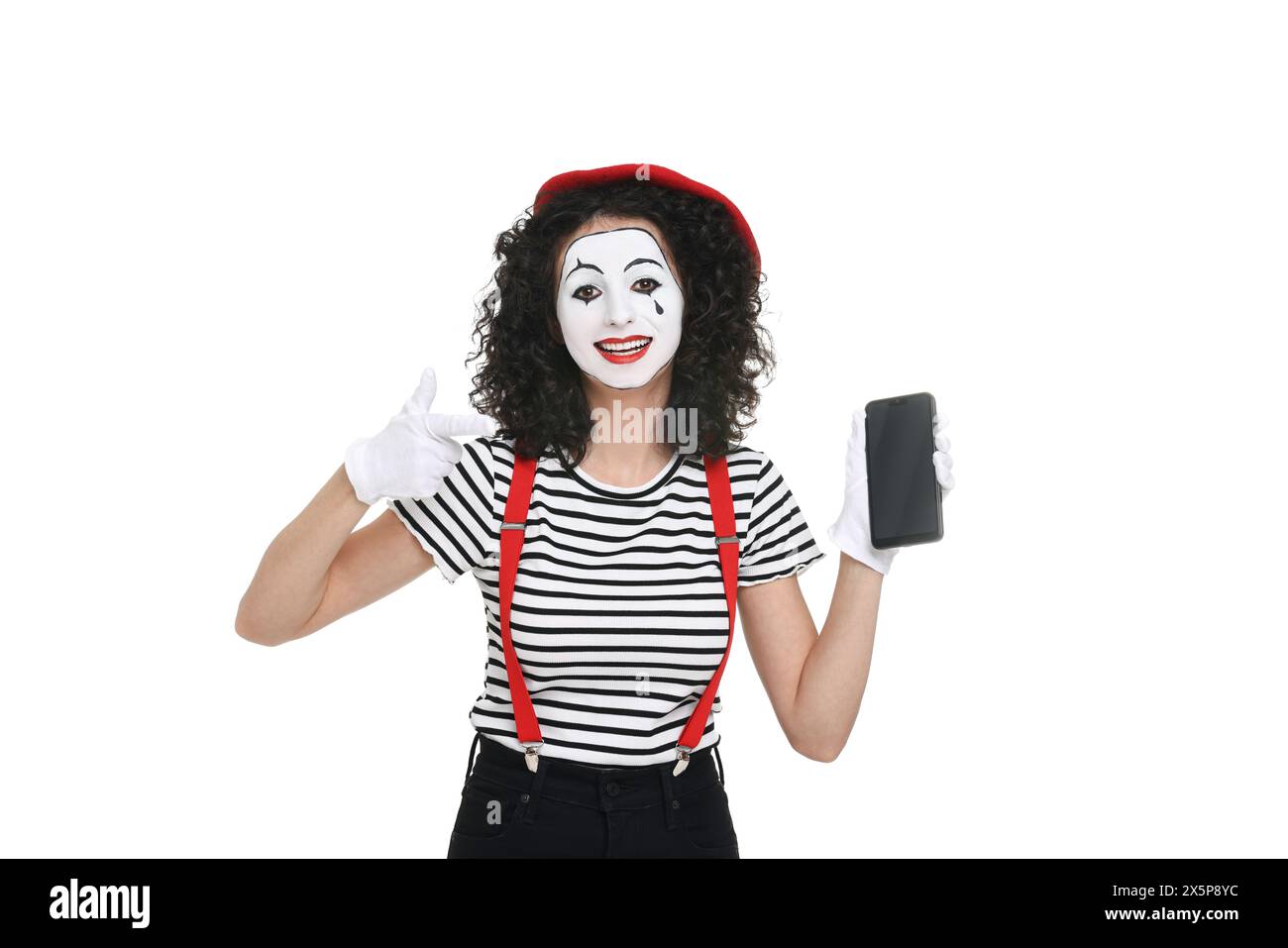 Funny mime artist pointing hi-res stock photography and images - Alamy