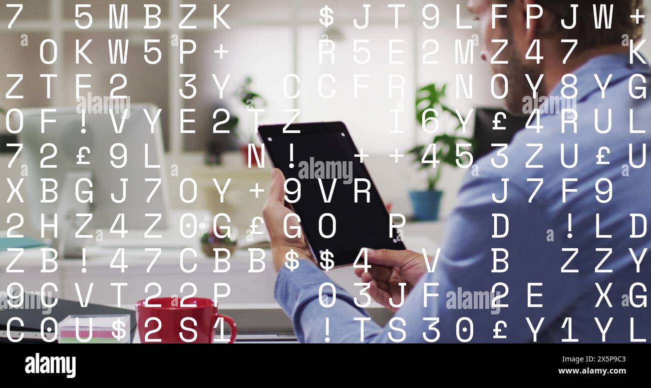 Caucasian male chef/waiter holding tablet, showing screen Stock Photo ...