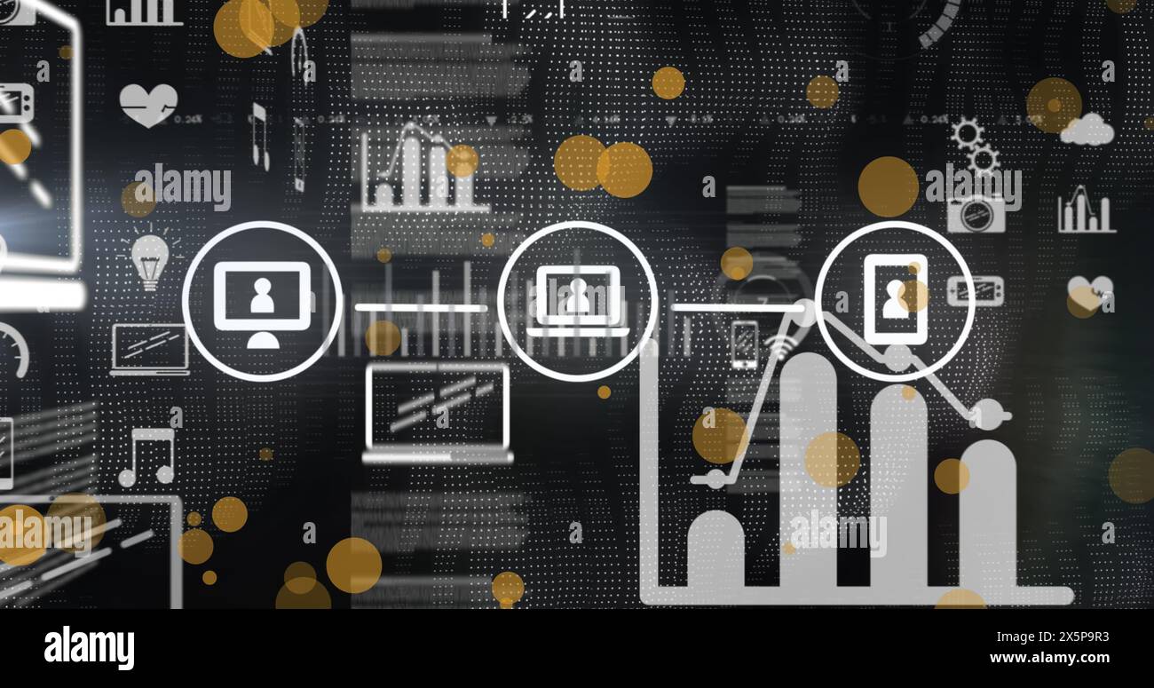 Animation diverse data graphs processing hi-res stock photography and ...