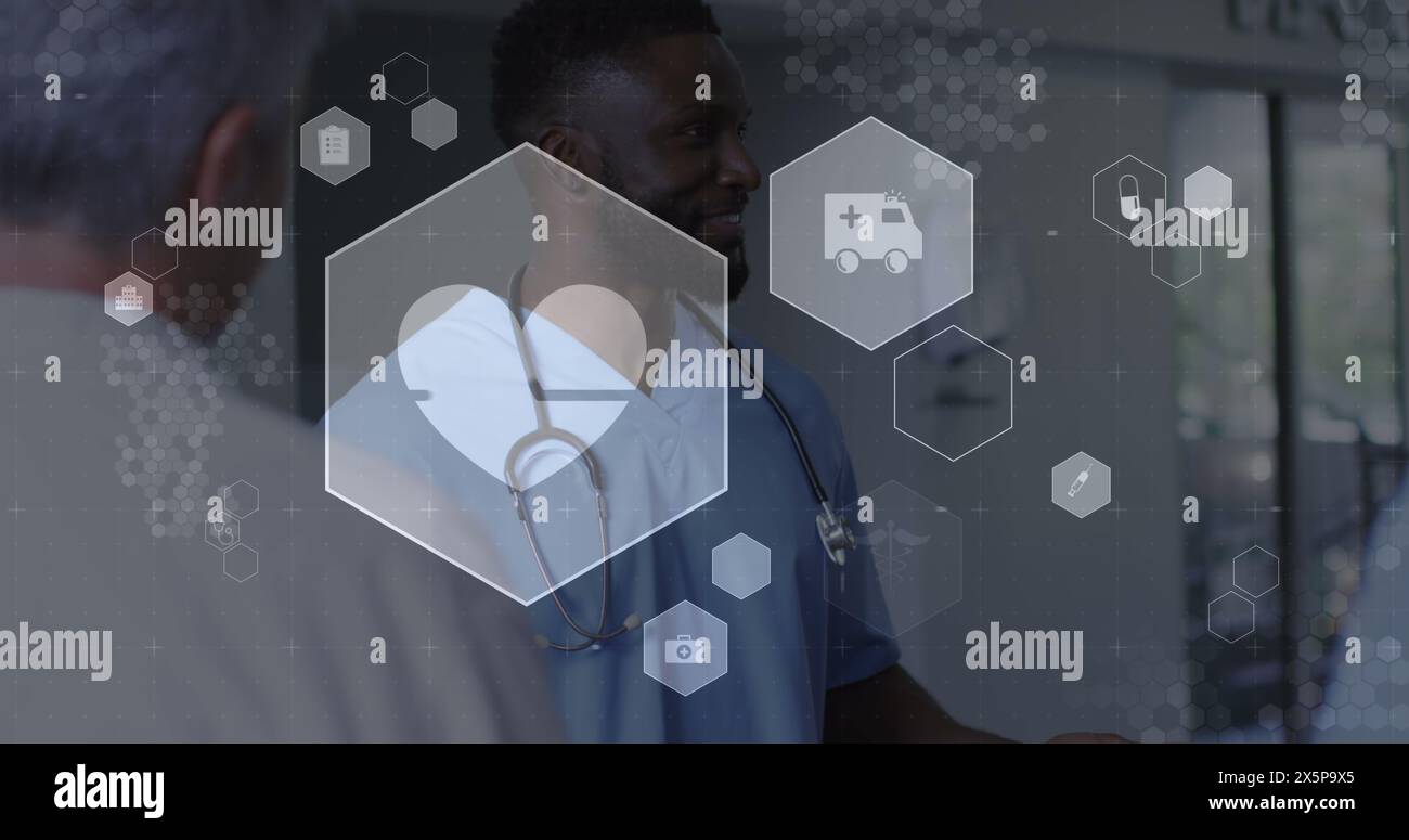 Image of medical icons over diverse doctors Stock Photo - Alamy
