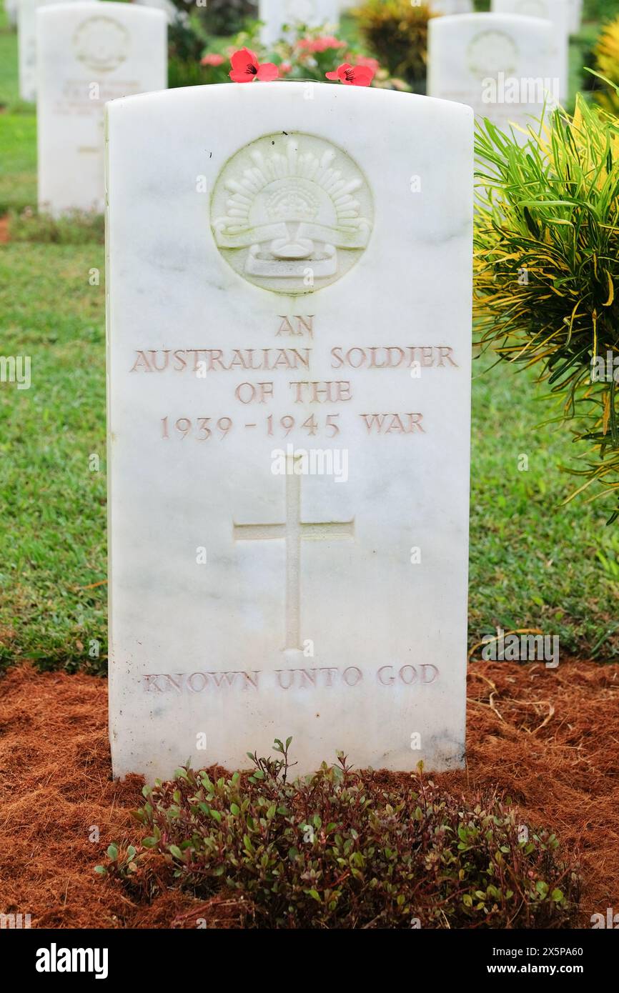 heastone of a unkown soldier in the Bomana War Cemetery, Port Moresby ...
