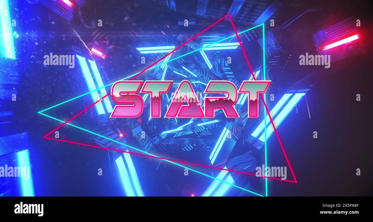 Animation neon shapes over digital hi-res stock photography and images ...