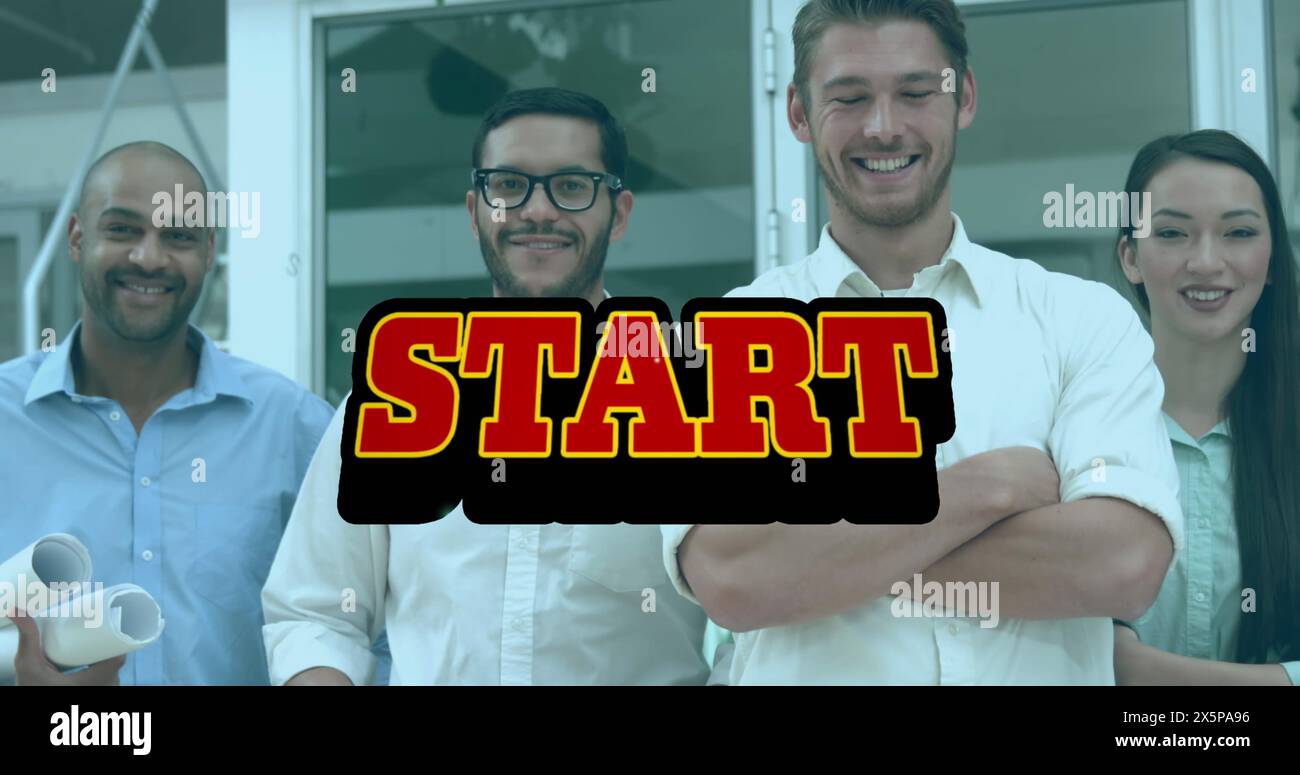 A group of people smile and stand with their arms crossed in slow ...