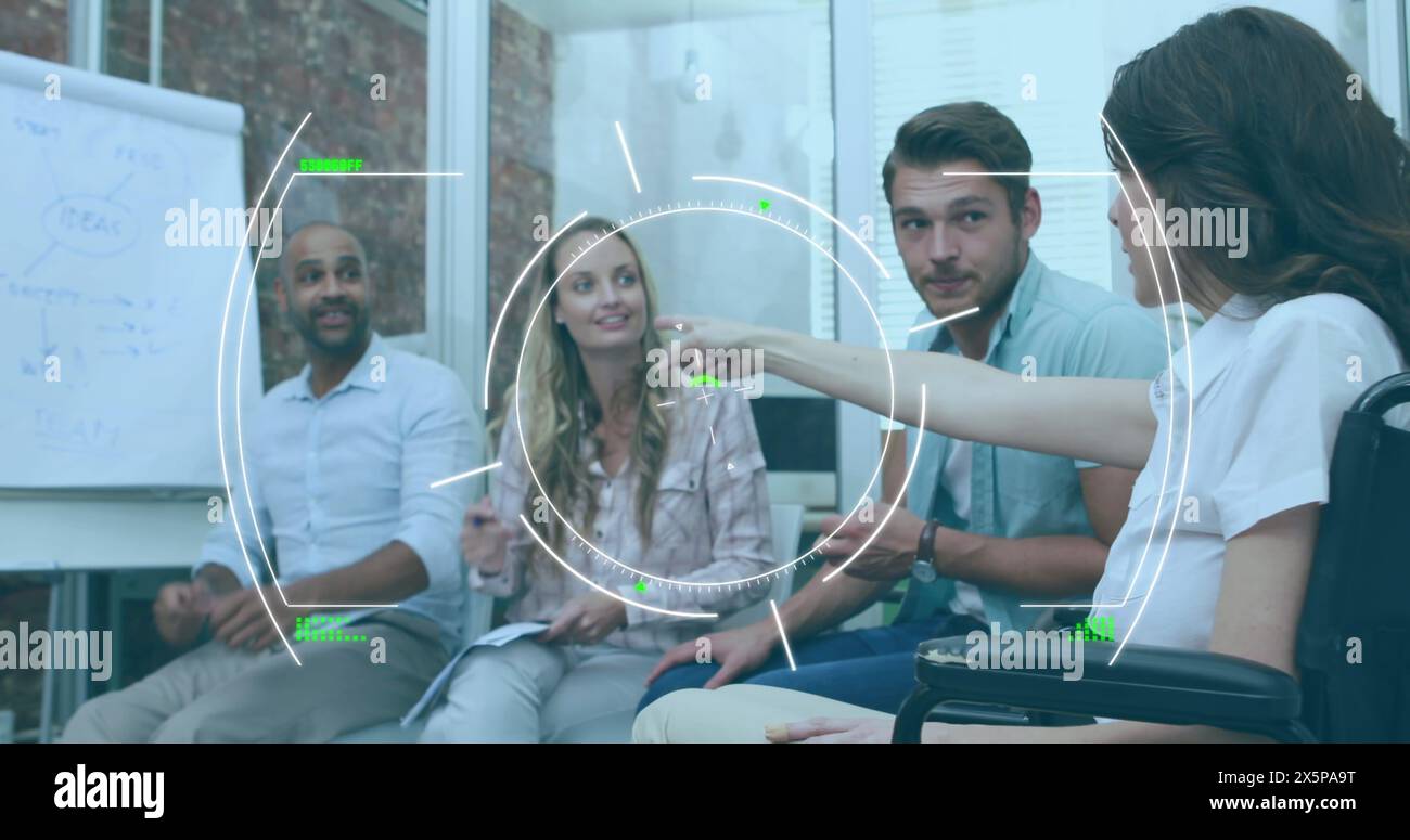 Image of scope scanning over diverse business people in office Stock ...