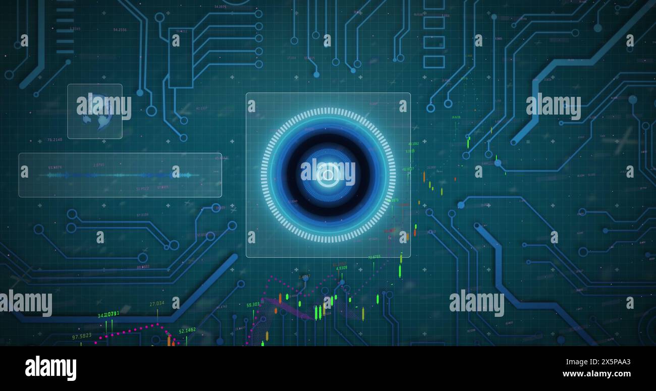 This image shows colourful data, graphs and statistics being processed ...