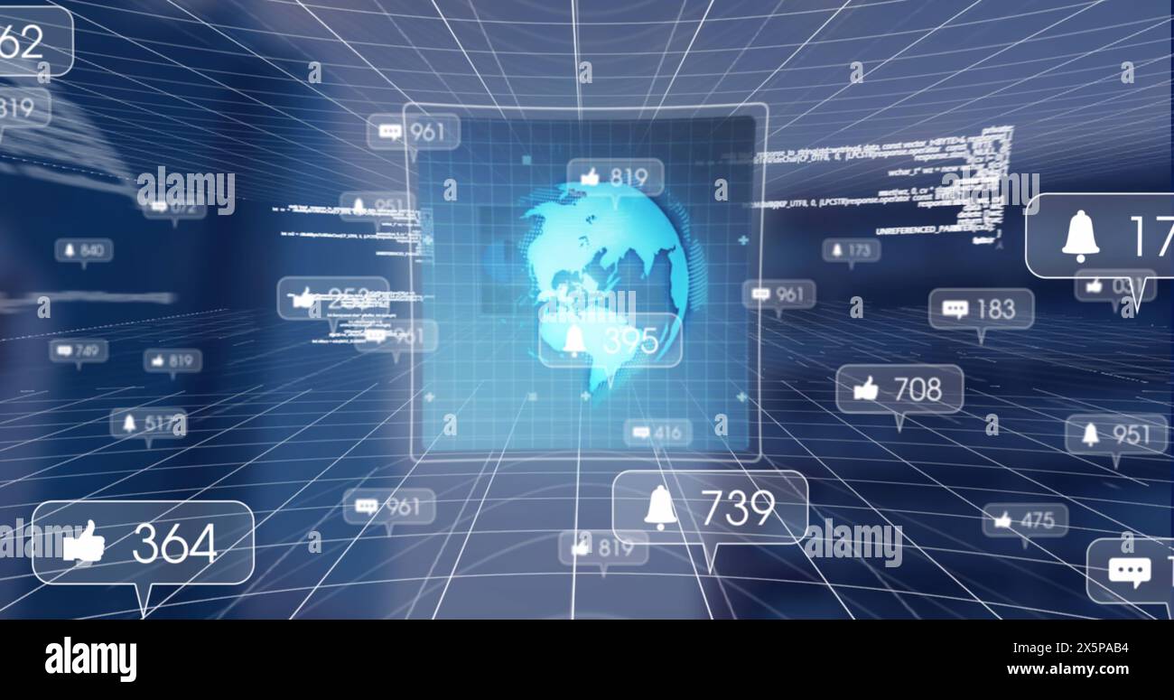 Glowing globe surrounded digital network hi-res stock photography and ...