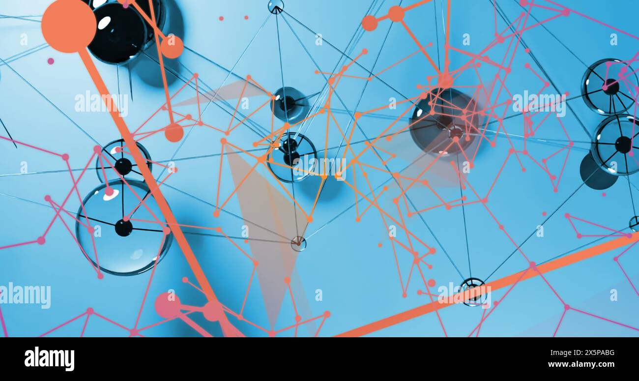 Image of dots forming geometric shapes over black abstract pattern in ...