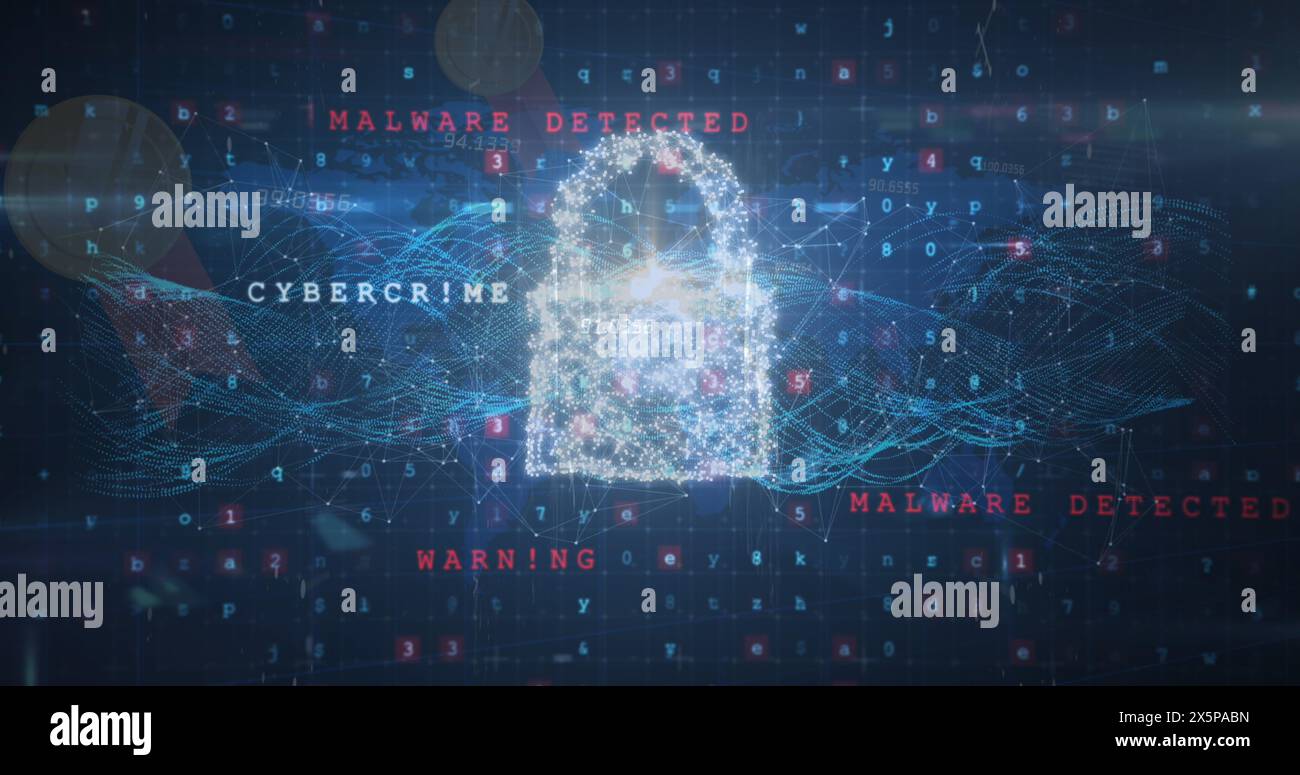 Image of data processing over padlock Stock Photo - Alamy