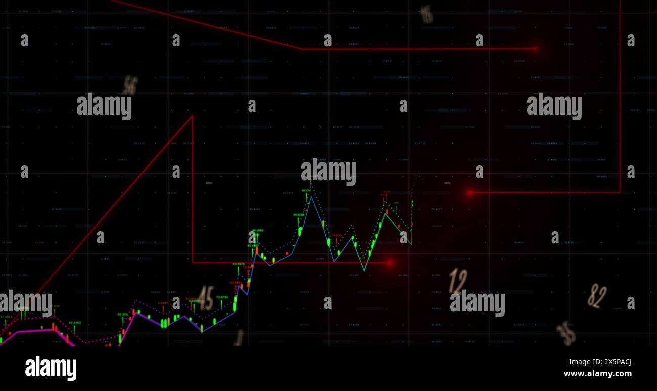 Red light trails moving against a grid network Stock Photo - Alamy
