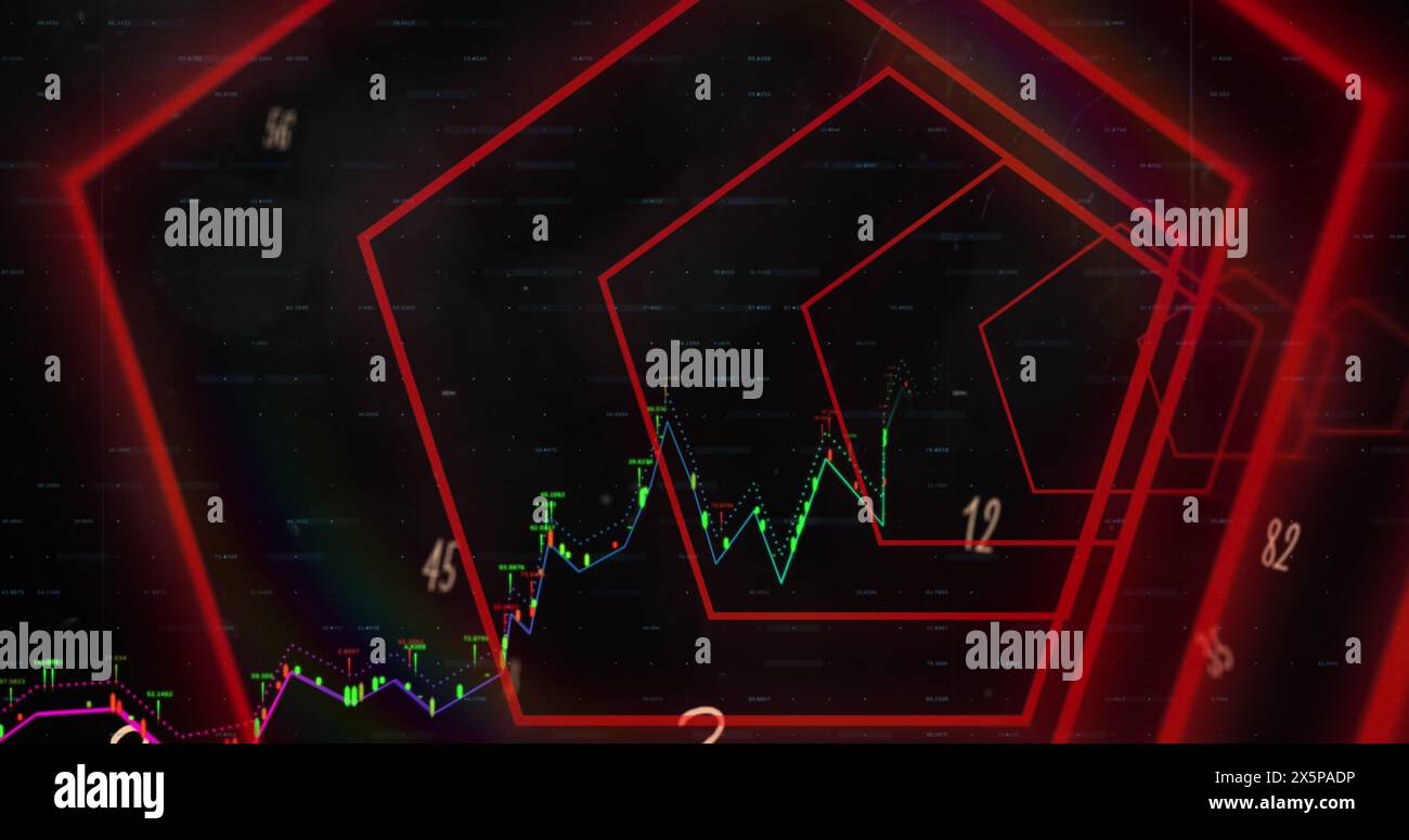 Image of data processing over shapes Stock Photo - Alamy