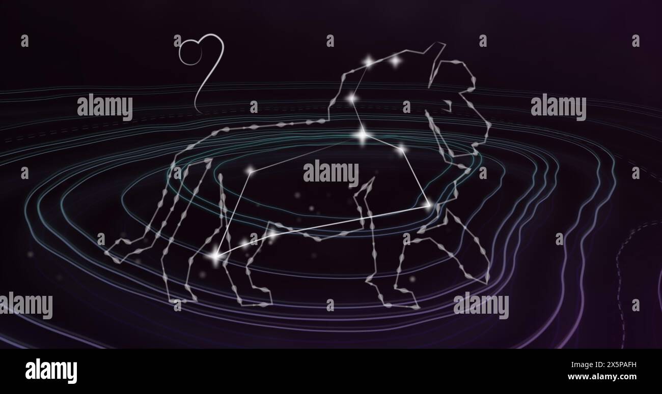 Image of leo star sign with glowing stars over lines Stock Photo - Alamy
