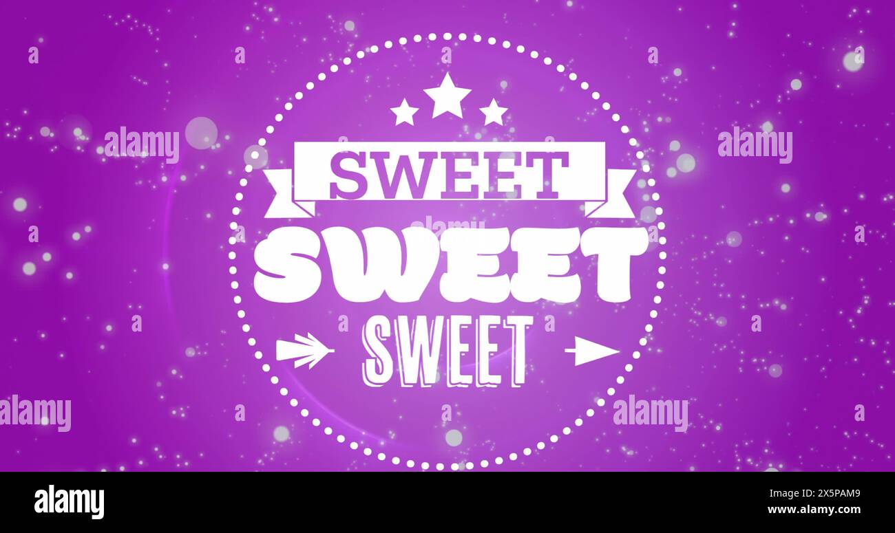 Image of sweet texts in circle over illuminated lens flares against ...