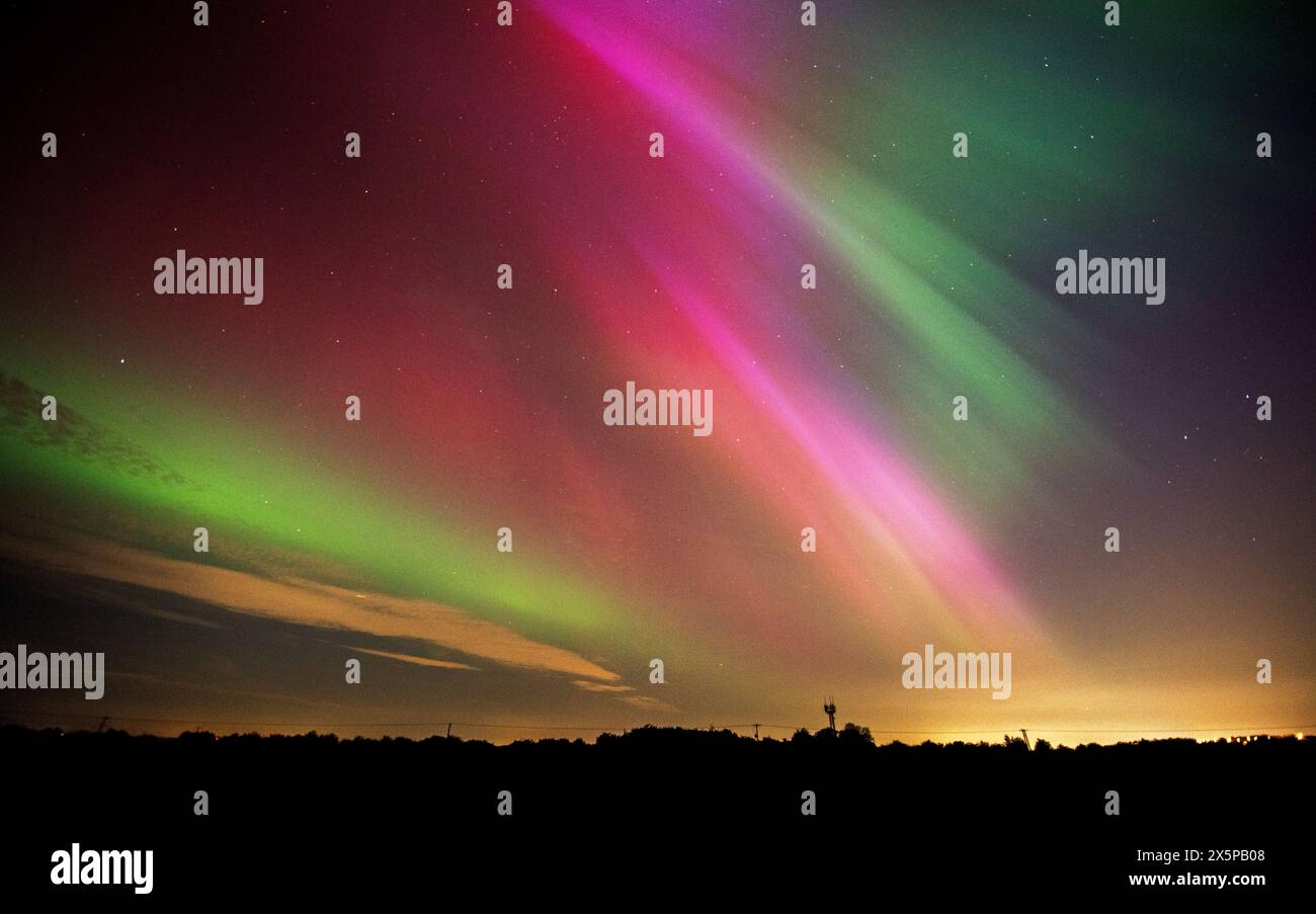 Bingham, Nottinghamshire, UK. 10th May, 2024. The aurora borealis, also ...