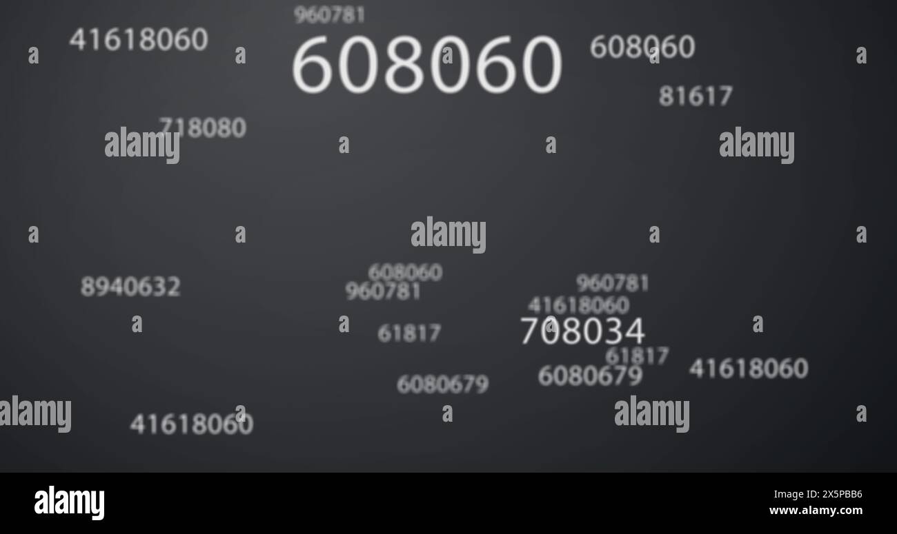 Image of white numbers changing and processing on grey background Stock ...