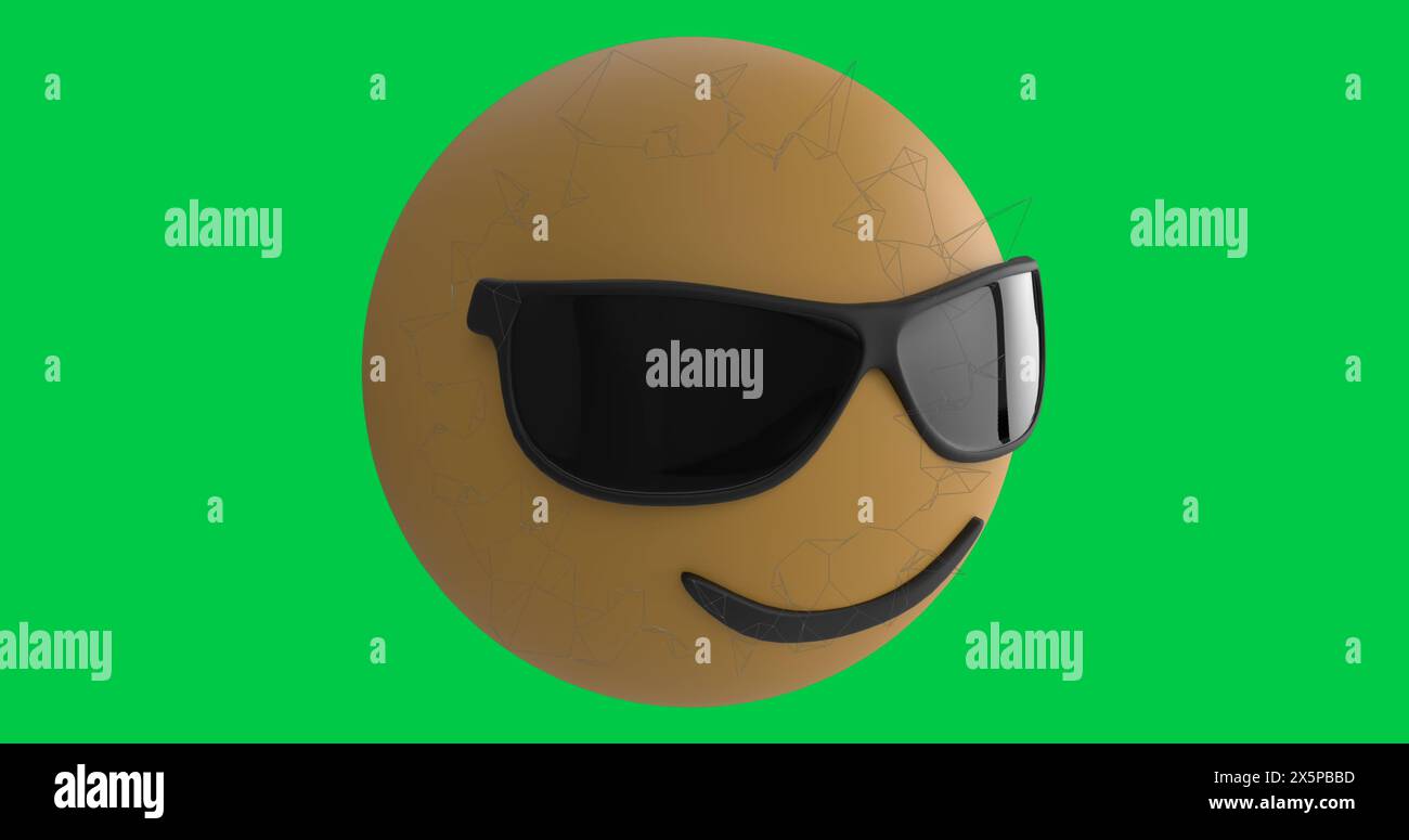 Image of smiling sunglasses emoji emoticon icon over green screen Stock ...
