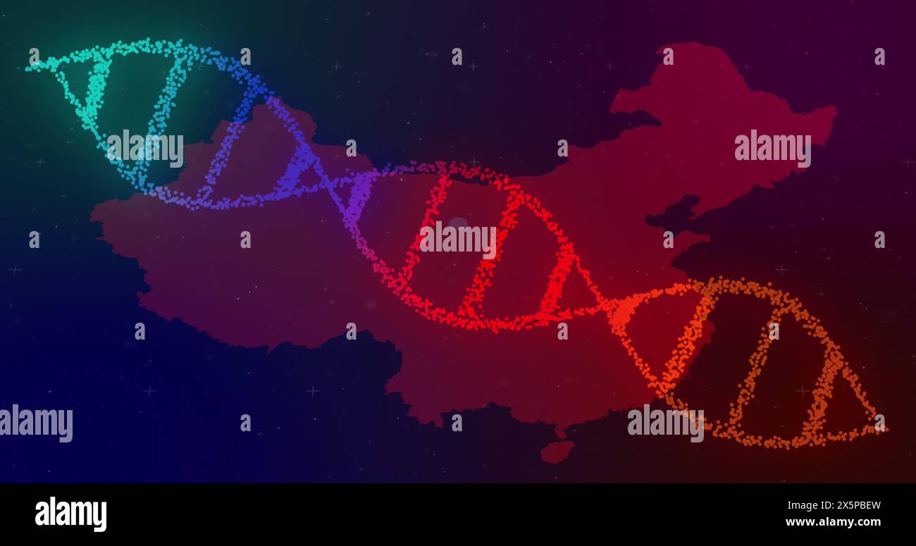 Image of dna strand spinning over map of china Stock Photo - Alamy