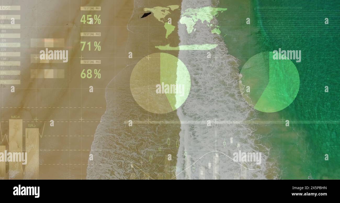 Animation data graphs over landscape hi-res stock photography and ...