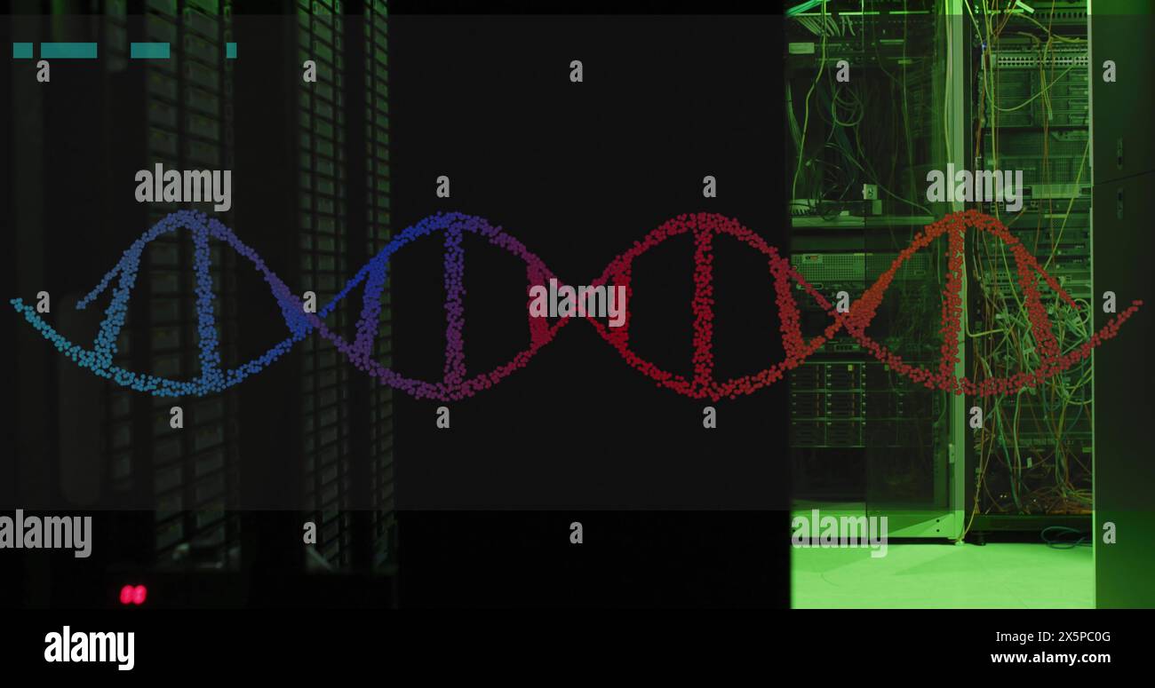 Dna strand animation over computer hi-res stock photography and images ...
