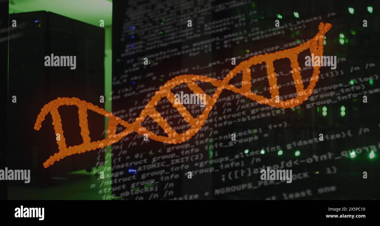 Dna strand animation over computer hi-res stock photography and images ...