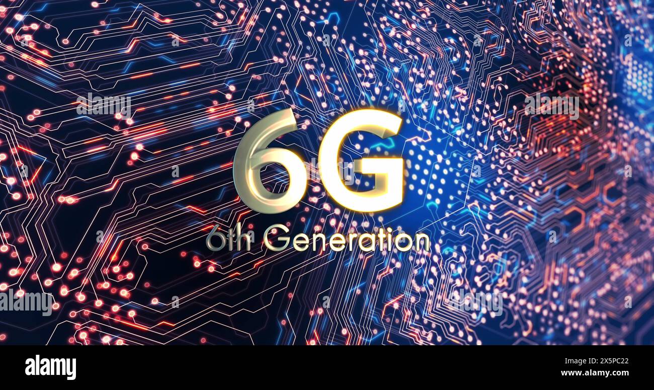 Image of 6g text over network of connections Stock Photo - Alamy