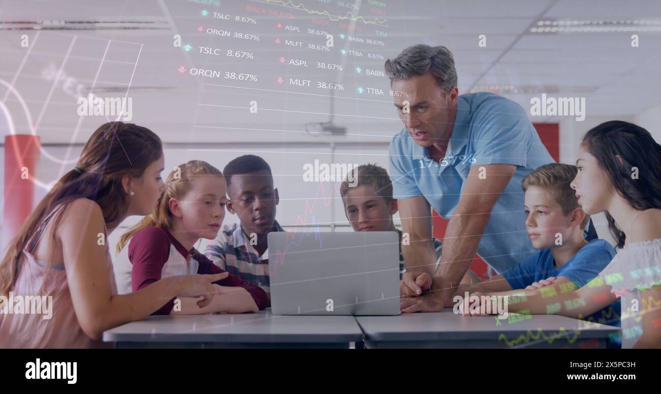 Middle-aged Caucasian father explaining to diverse group of young ...