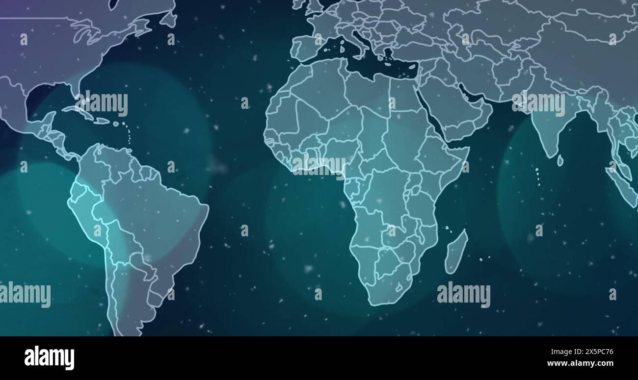 Image of dust over world map and dots Stock Photo - Alamy