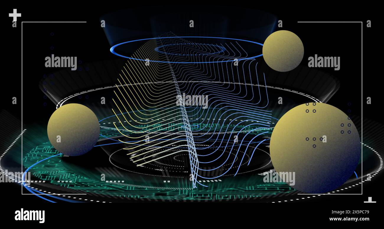 Image of spheres and shapes on black background Stock Photo - Alamy