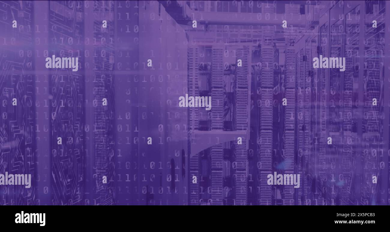 Image of data processing and qr code over server room Stock Photo - Alamy