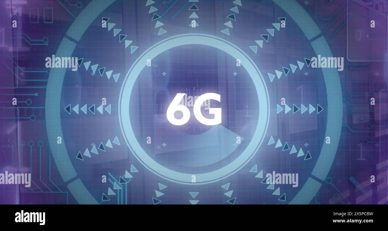 Image of data processing and 6g text over server room Stock Photo - Alamy