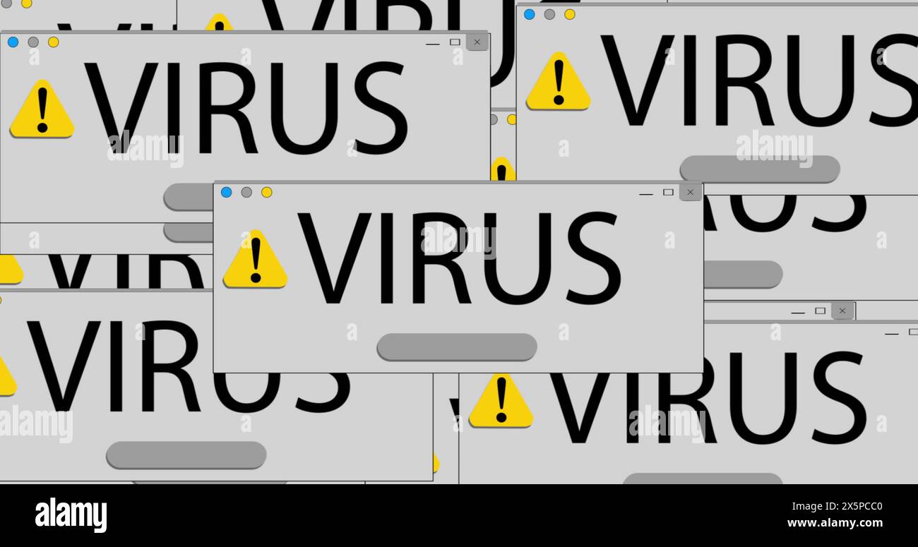 Image of computer icons and virus texts over server room Stock Photo ...