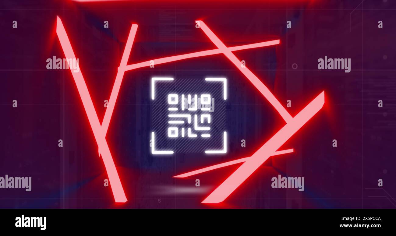 Image of qr code over server room Stock Photo - Alamy