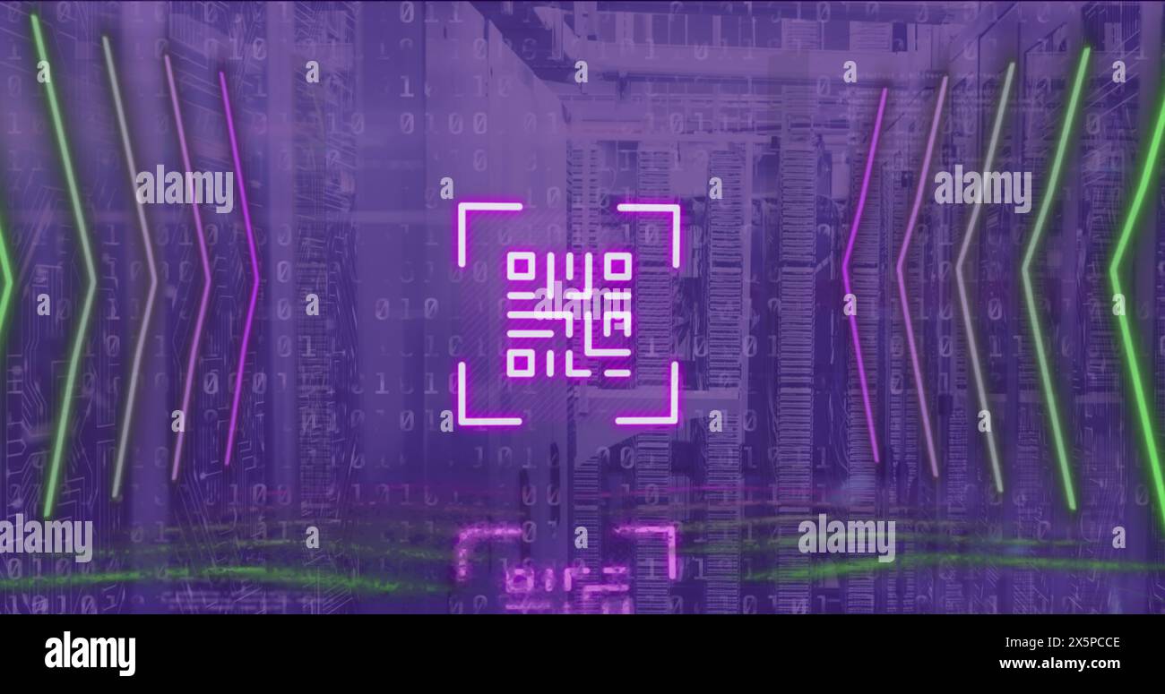 Animation qr code over network hi-res stock photography and images - Alamy