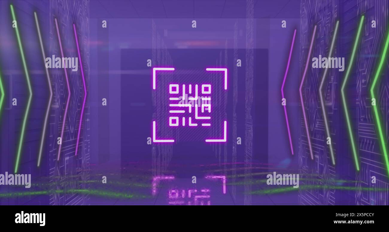 Animation qr code over server hi-res stock photography and images - Alamy