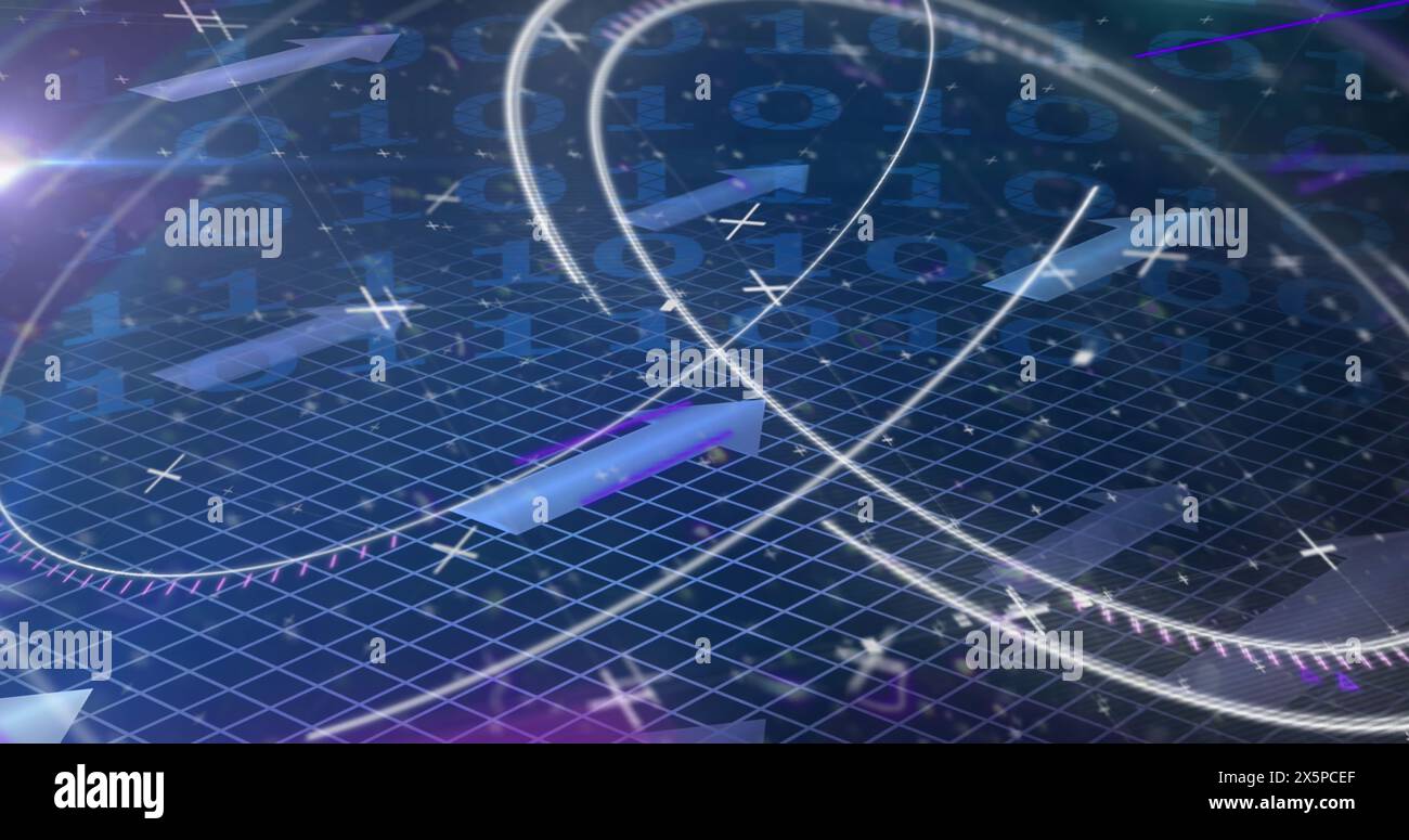 Digital animation arrows moving over hi-res stock photography and ...