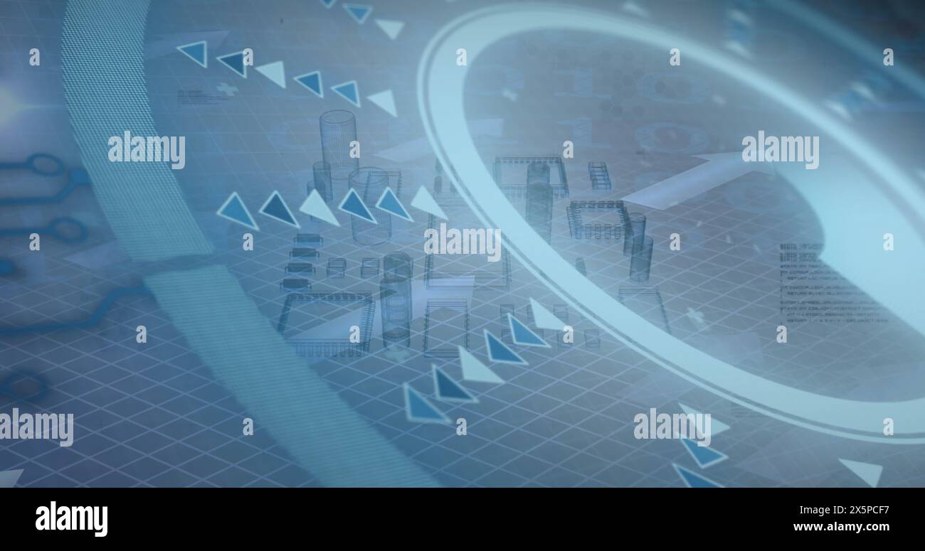 Image of data processing and scope scanning over using cityscape Stock ...