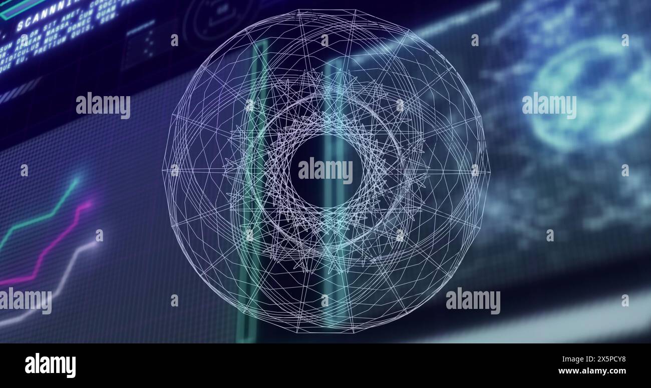 Image of data processing over circles Stock Photo - Alamy