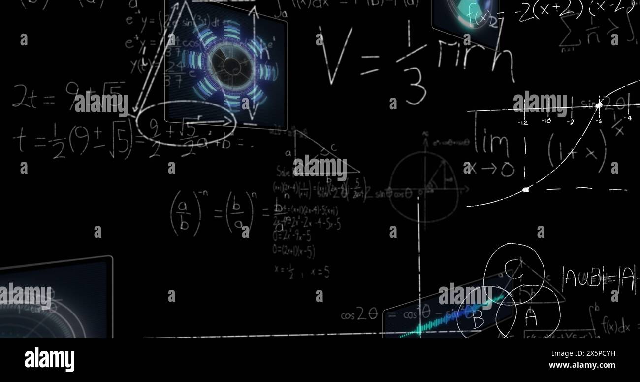 Animation mathematical equations over scopes hi-res stock photography ...