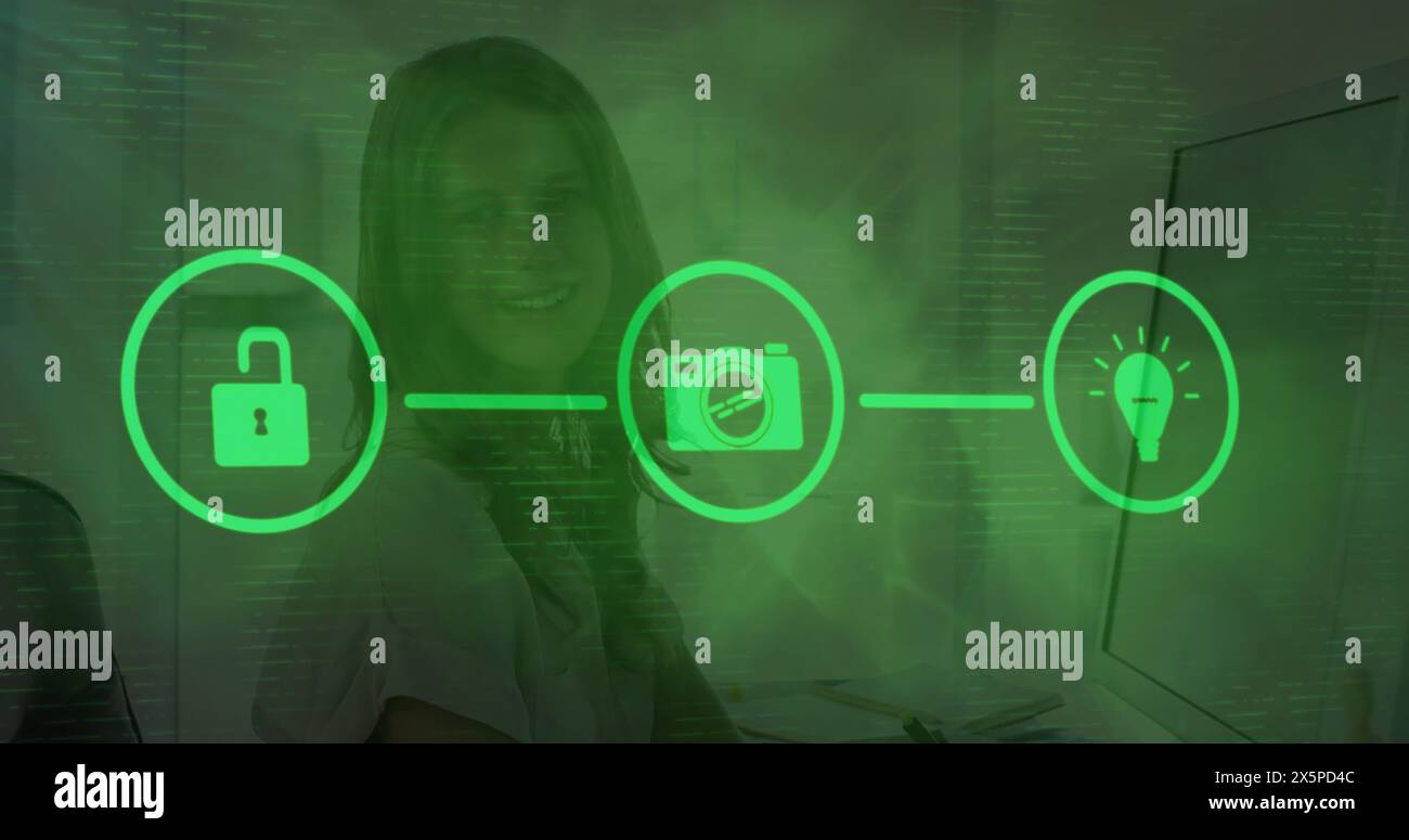 Animation network icons on caucasian hi-res stock photography and images - Alamy