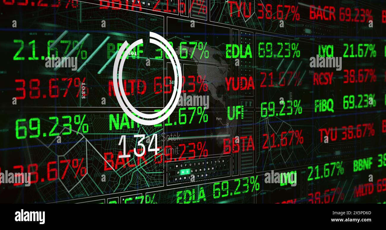 Image of scope scanning over data processing Stock Photo - Alamy