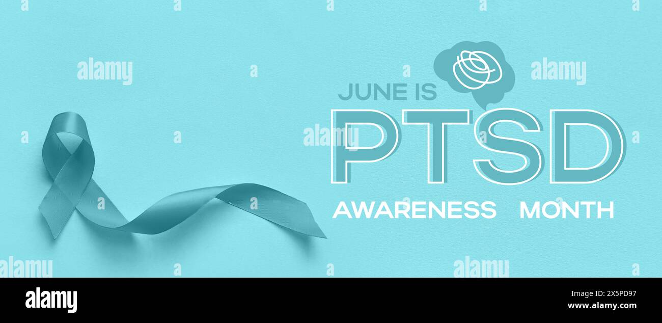 Ribbon on blue background. Post-Traumatic Stress Disorder Awareness ...