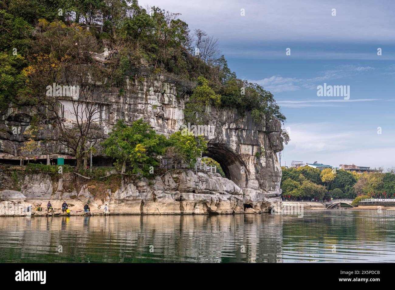 The rock in the shape of the elephant trunk in Guilin, China. Vertical ...