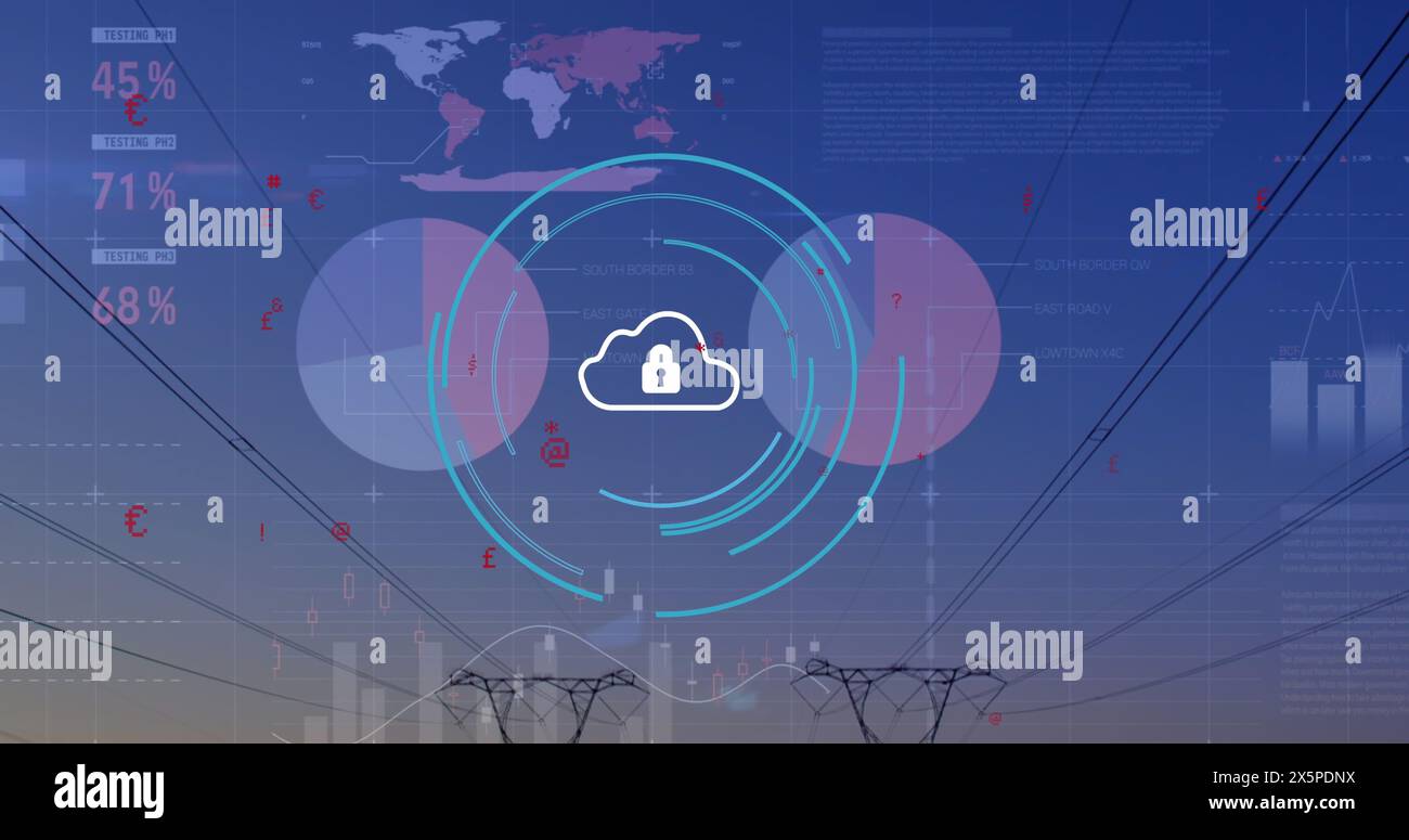 Animation icons over processing circle hi-res stock photography and ...