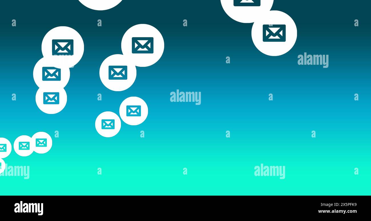 Floating email icons on blue gradient background, symbolizing digital ...