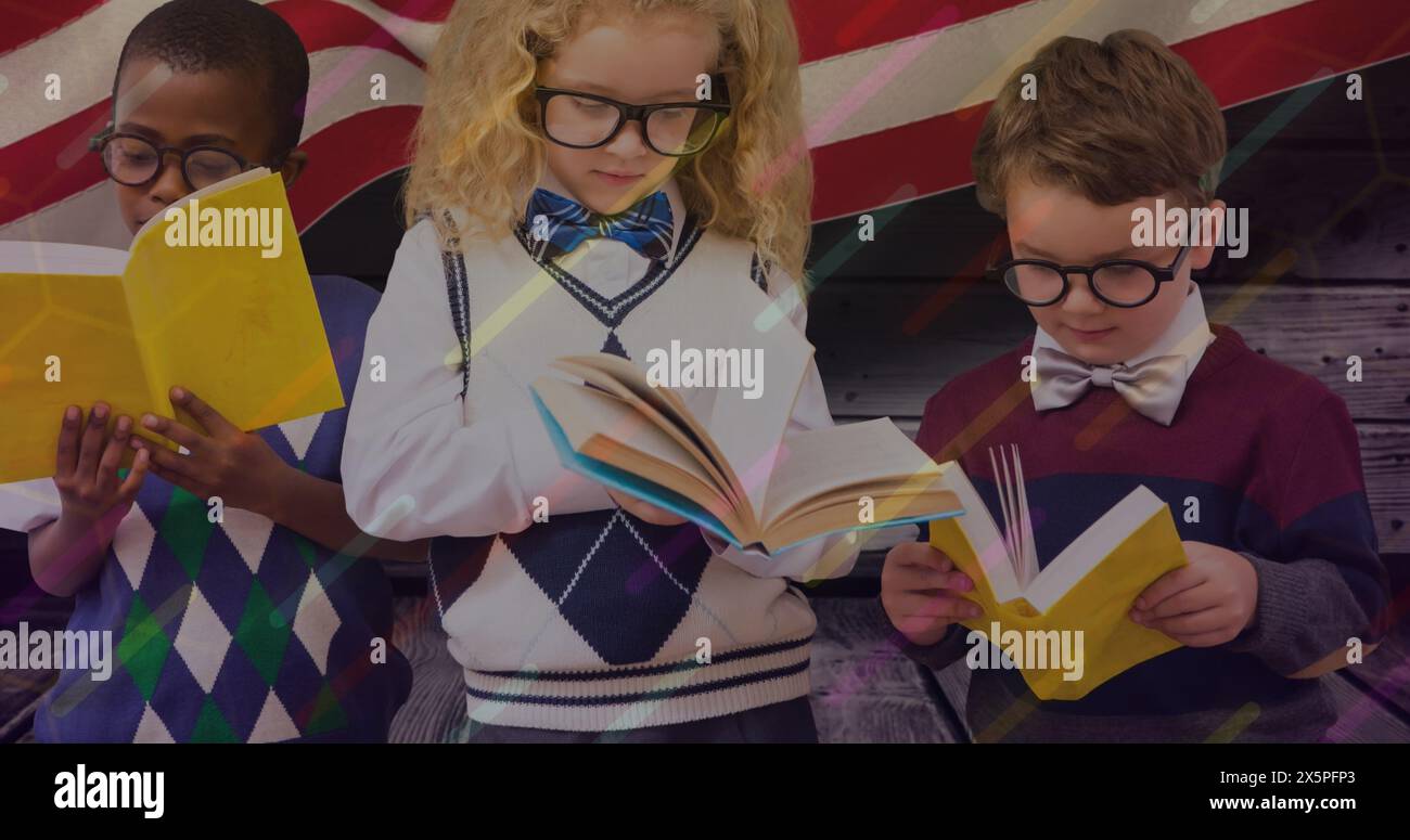 Two children reading colorful books hi-res stock photography and images ...