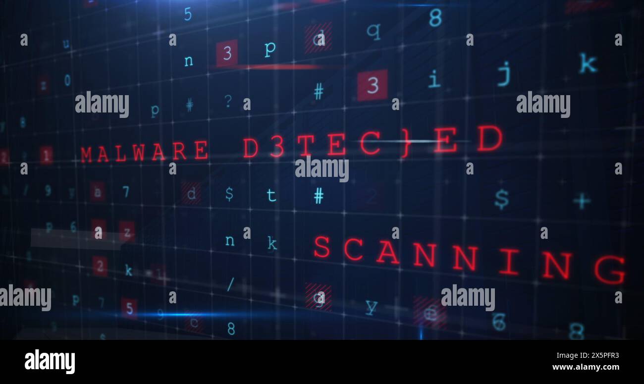 Image of cyber attack warning over server room Stock Photo - Alamy