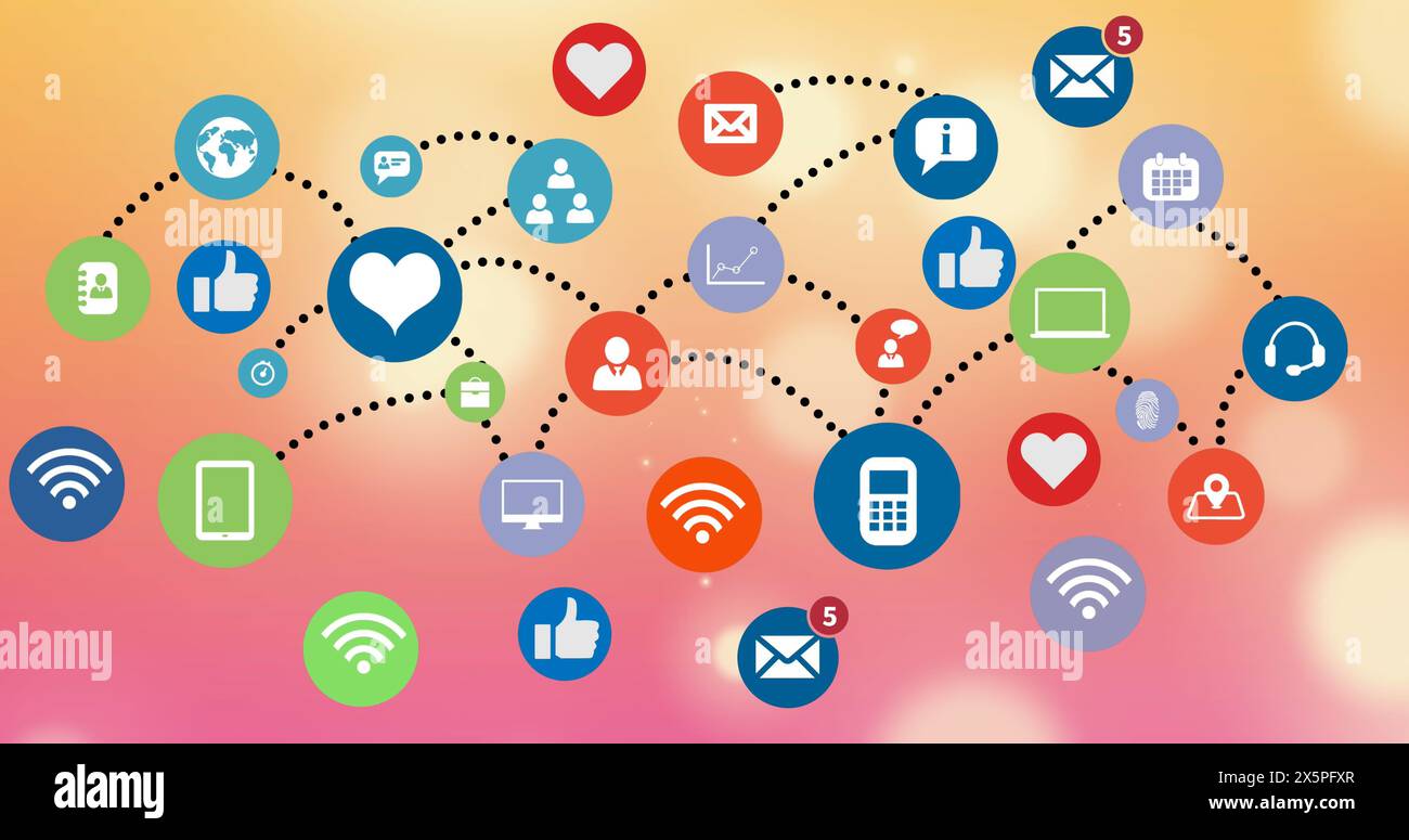 Animation media icons over pink hi-res stock photography and images - Alamy