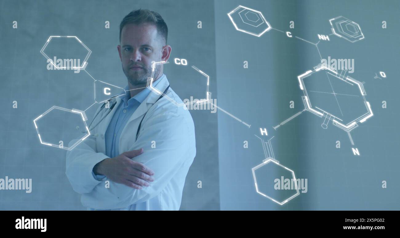 Animation chemical structures over laboratory hi-res stock photography ...