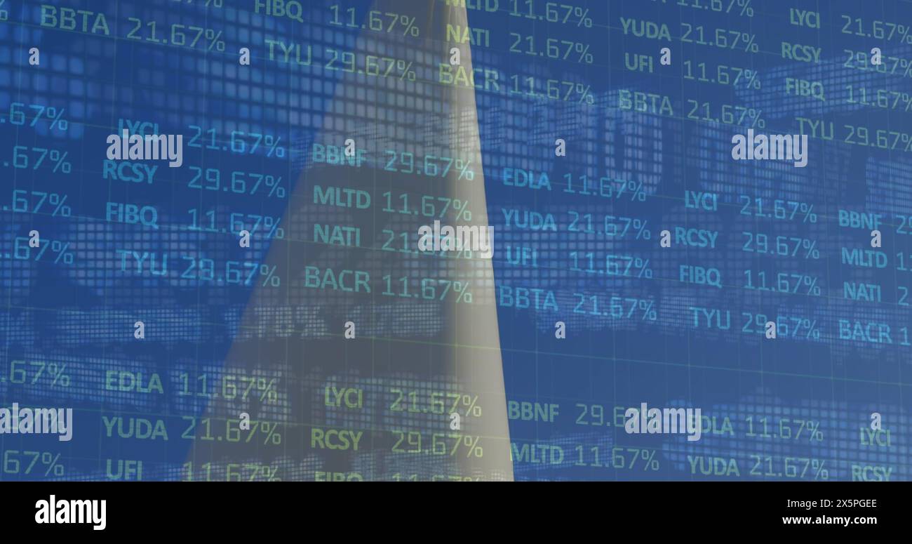 Image of financial data processing over wind turbine Stock Photo - Alamy